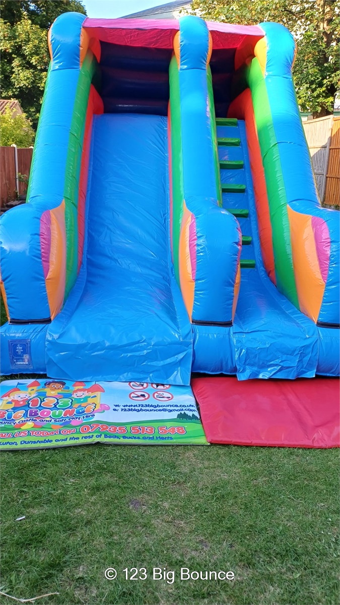 Large Multicoloured Inflatable Platform Slide - Bouncy Castle and Soft ...