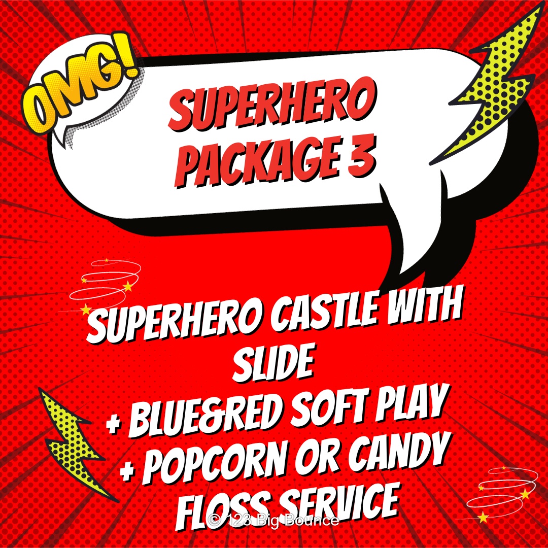 Superhero Package 3 - Superhero Slide Castle, Blue and Red Soft Play ...