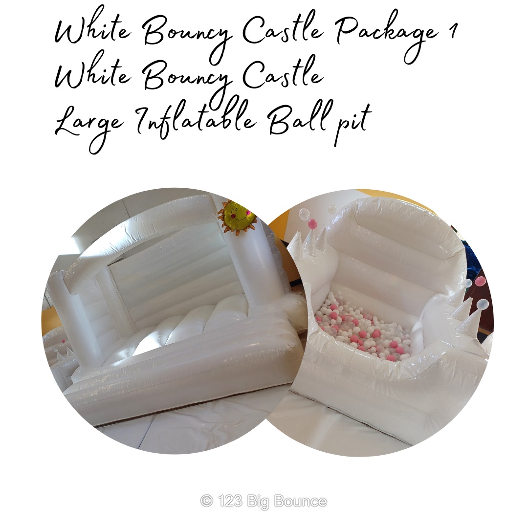 White Bouncy Castle Package 1 - Bouncy Castle and Large Inflatable ...